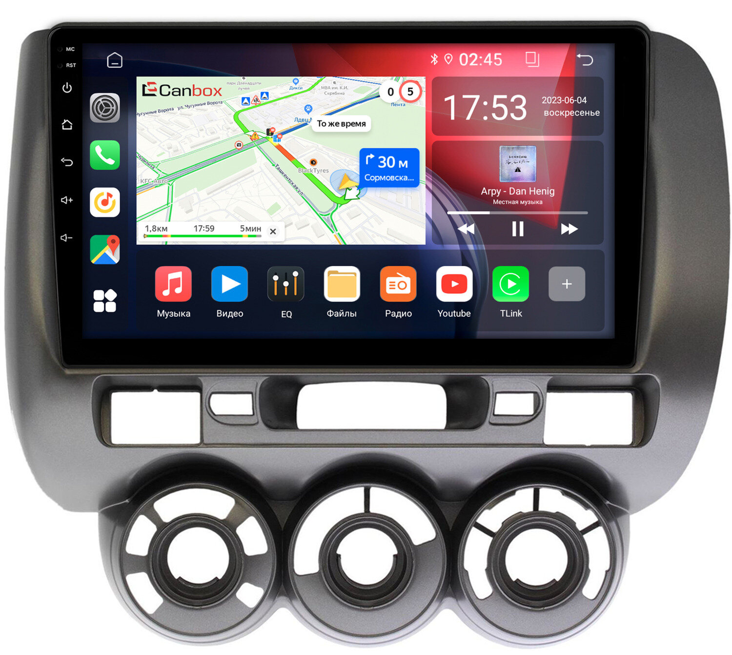 Штатная магнитола Canbox RS9-9187 Honda Fit 2001-2008 (авто без климат-контроля) Android 10 (IPS, DSP, CarPlay)