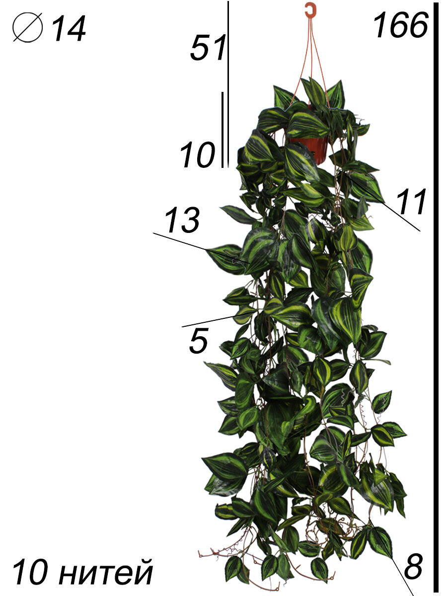 Искусственная Лиана в подвесном кашпо от бренда Holodilova, зеленая