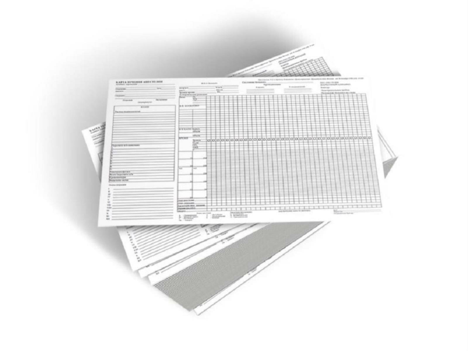 Карта течения анестезии (размер 42 x 30 см)