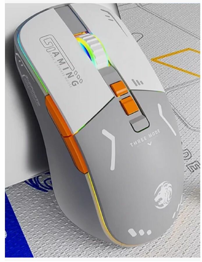 Беспроводная мышь EWEADN G308 , Bluetooth и радиоканал, с подсветкой RGB, серый/белый
