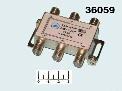 Телевизионный антенный разветвитель 4WAY 5-1000 MHz 12dB проходной ТАН-412F