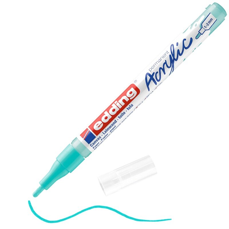 Edding Маркер акриловый edding, тонкий круглый наконечник, 1-2 мм Пышная бирюза