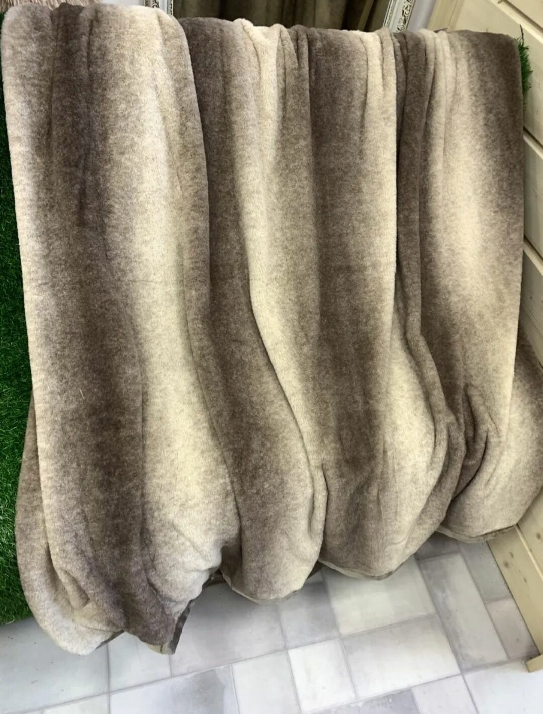 Плед коричневый, Плед-покрывало, велсофт, 220х200 см, в полоску