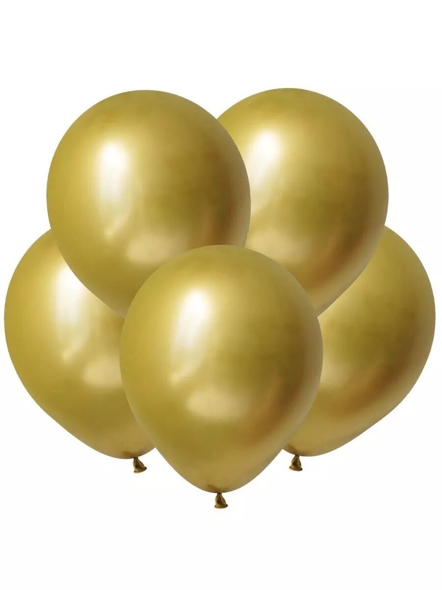 Золото, Зеркальные шары / Mirror Gold, латексный шар (5"/12,5 см ) 50 шт. / Веселый праздник