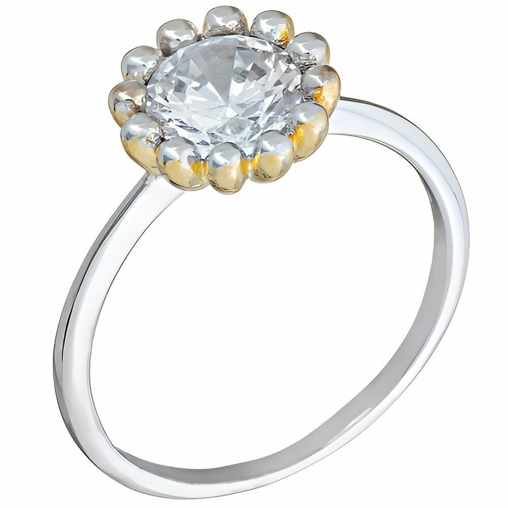 Кольцо тонкое, серебро, 925 проба, фианит