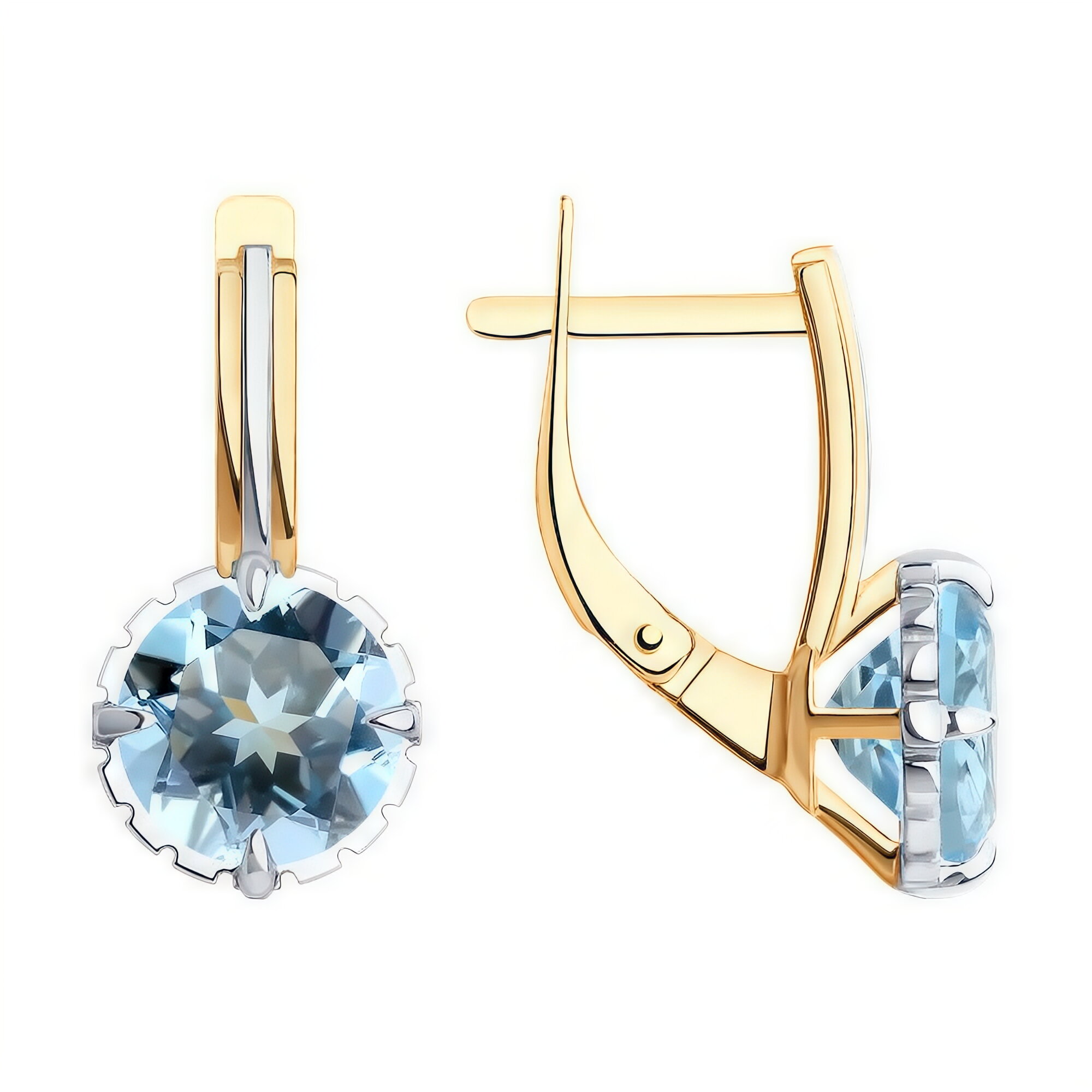 Серьги, красное золото, 585 проба, топаз