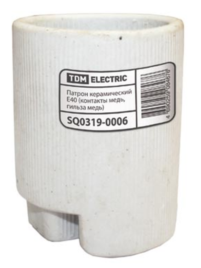 Патрон для лампы TDM Electric / ТДМ Электрик с контактами и гильзой из меди, керамика белый, Е40, SQ0319-0006 / электрооборудование