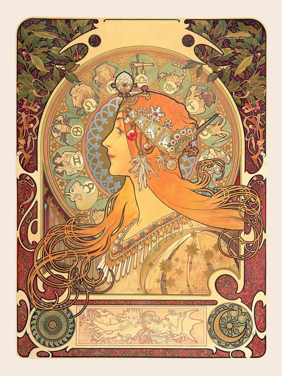 Постер А3. Альфонс Муха. Зодиак.