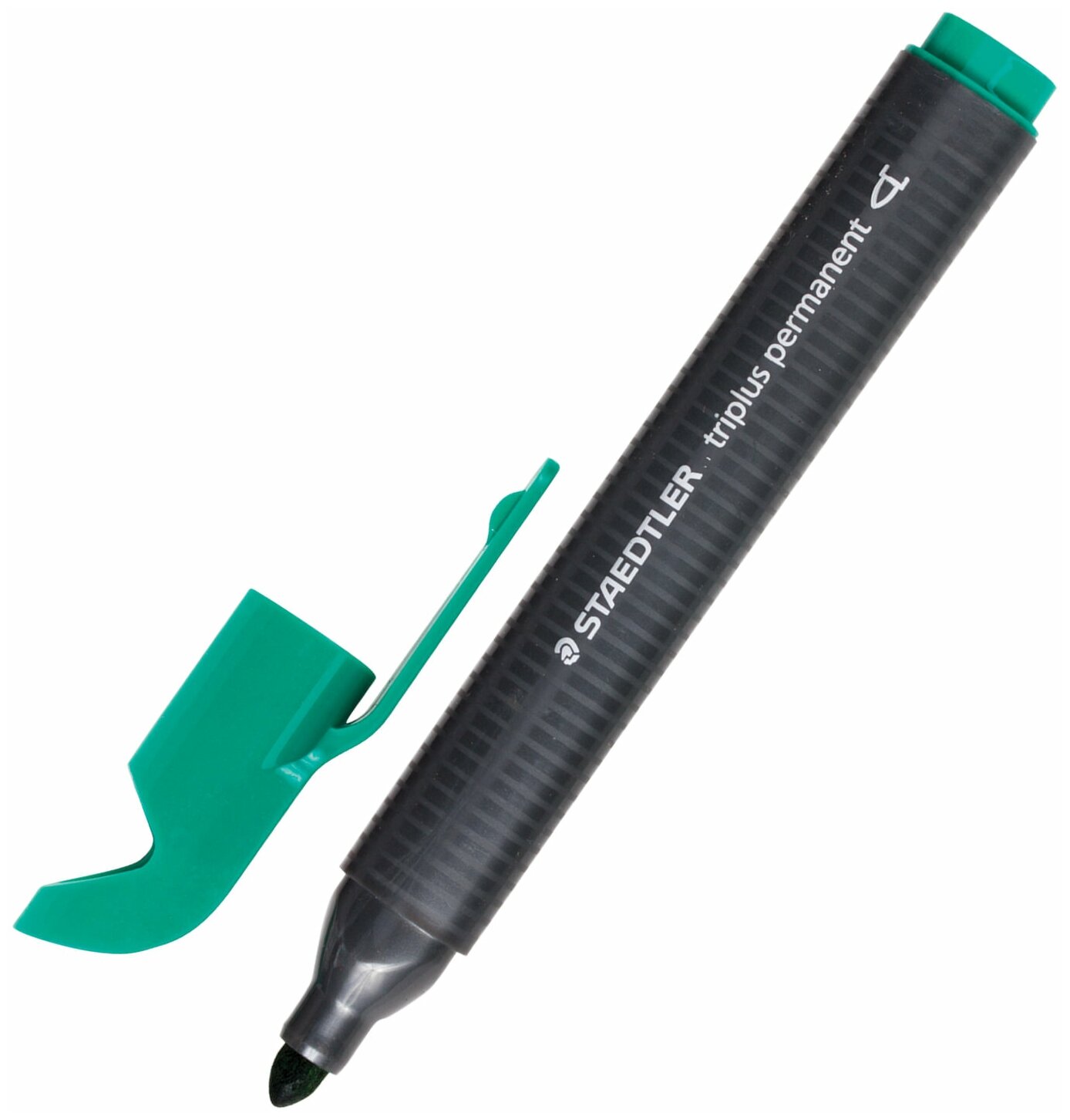 Маркер перманентный 2 штуки STAEDTLER (Германия) "Triplus", ЗЕЛЕНЫЙ, трехгранный, круглый, 2мм