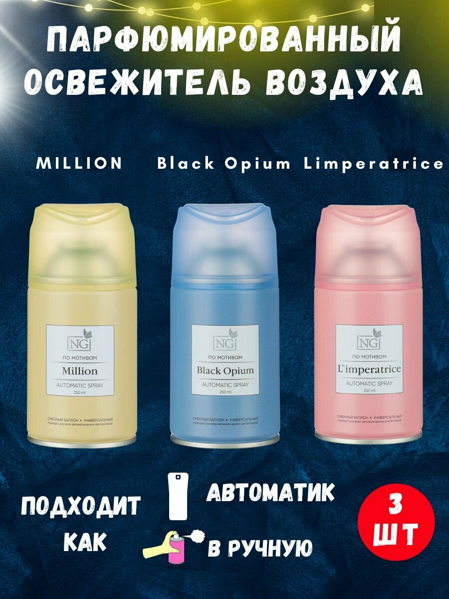 Освежитель воздуха парфюм ручной и автоматический набор 3 шт, ароматизатор для дома и помещений, удобный формат
