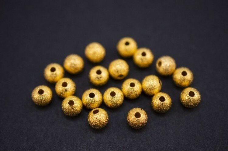 Бусина металлическая с напылением 6мм, отверстие 1мм, цвет золото, латунь, 504-016, 10шт