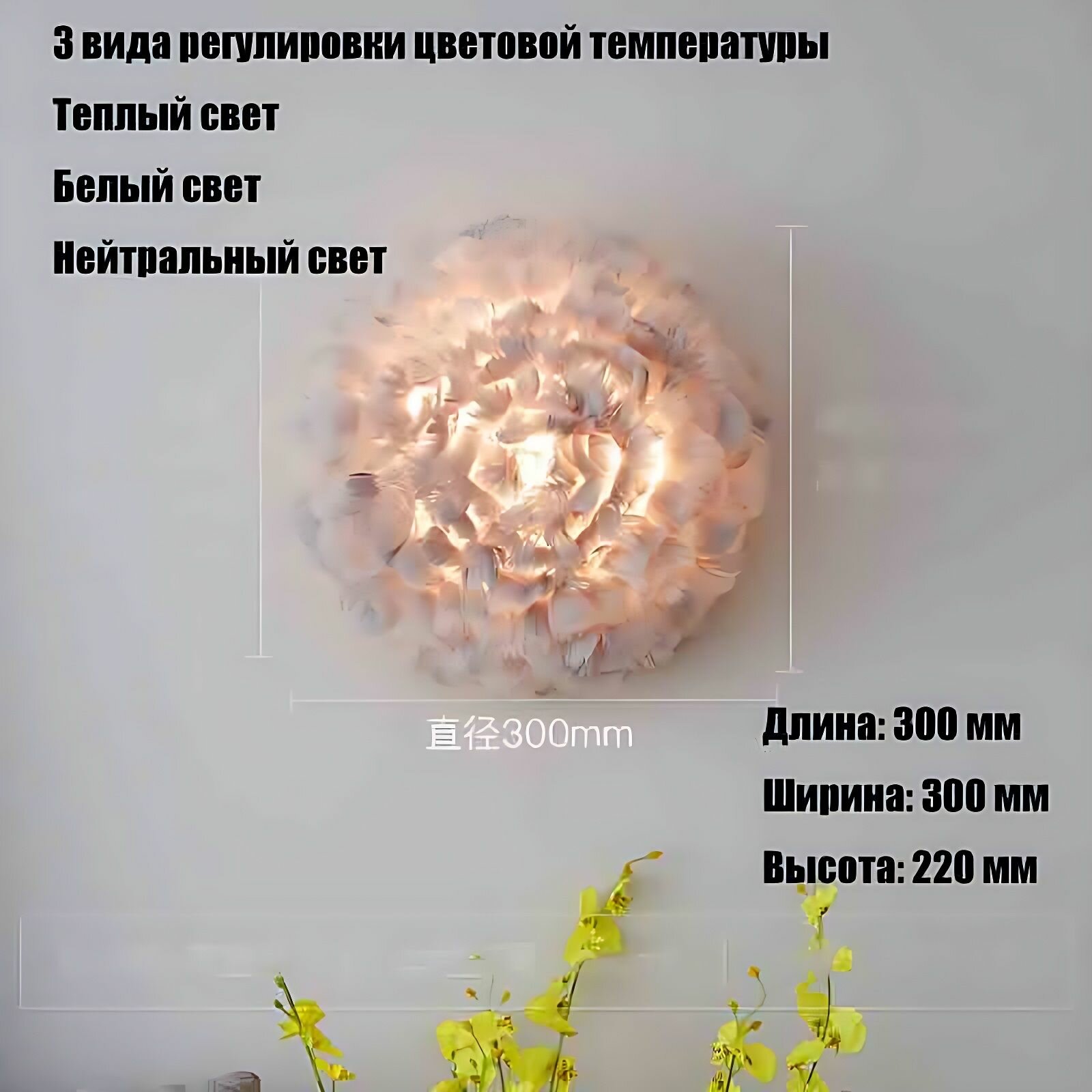 Настенный светильник LJHI, E27, IP22, трехцветное LED-освещение