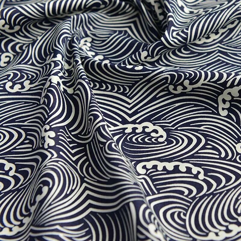 Цветная хлопчатобумажная саржевая ткань fabcdiy для пошива Темно-синий, T038