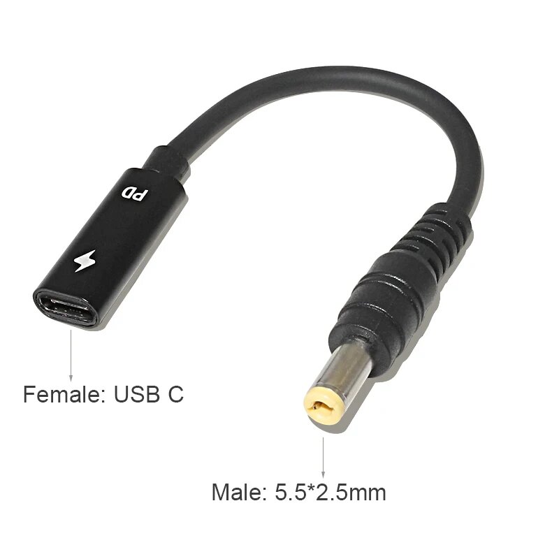 Кабель-адаптер USB Type-C на 5,5х2,5 мм Geris Power 19В T2