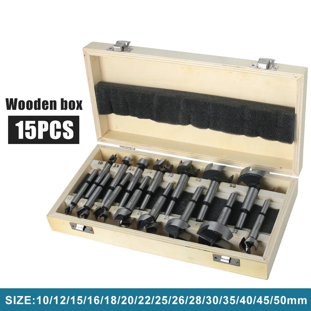 Набор сверл по дереву, самоцентрирующаяся кольцевая пила, сверла Форстнера, резак по дереву из углеродистой стали, деревообрабатывающие инструменты, 15 шт, 12-50 мм