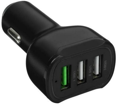 Зарядное устройство WIIIX три USB-порта (QC3.0), черный, в автом, кор. к UCC-5-3-01-QC-ANT Г*