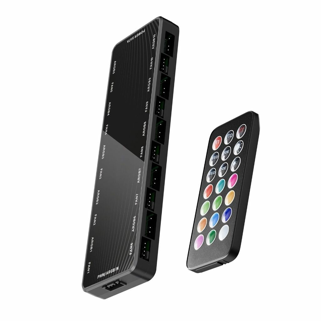 Контроллер вентилятора ПК с пультом и 10 портами ARGB/PWM
