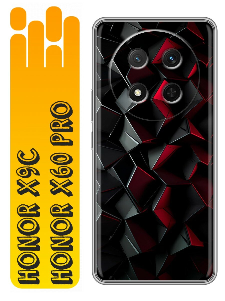 Чехол для Honor X9c с принтом Черный принт (Хонор Х9с)