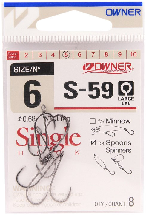 Крючки рыболовные owner 51580 s-59 №6 удлиненное цевье полукруглый загиб широкое ушко