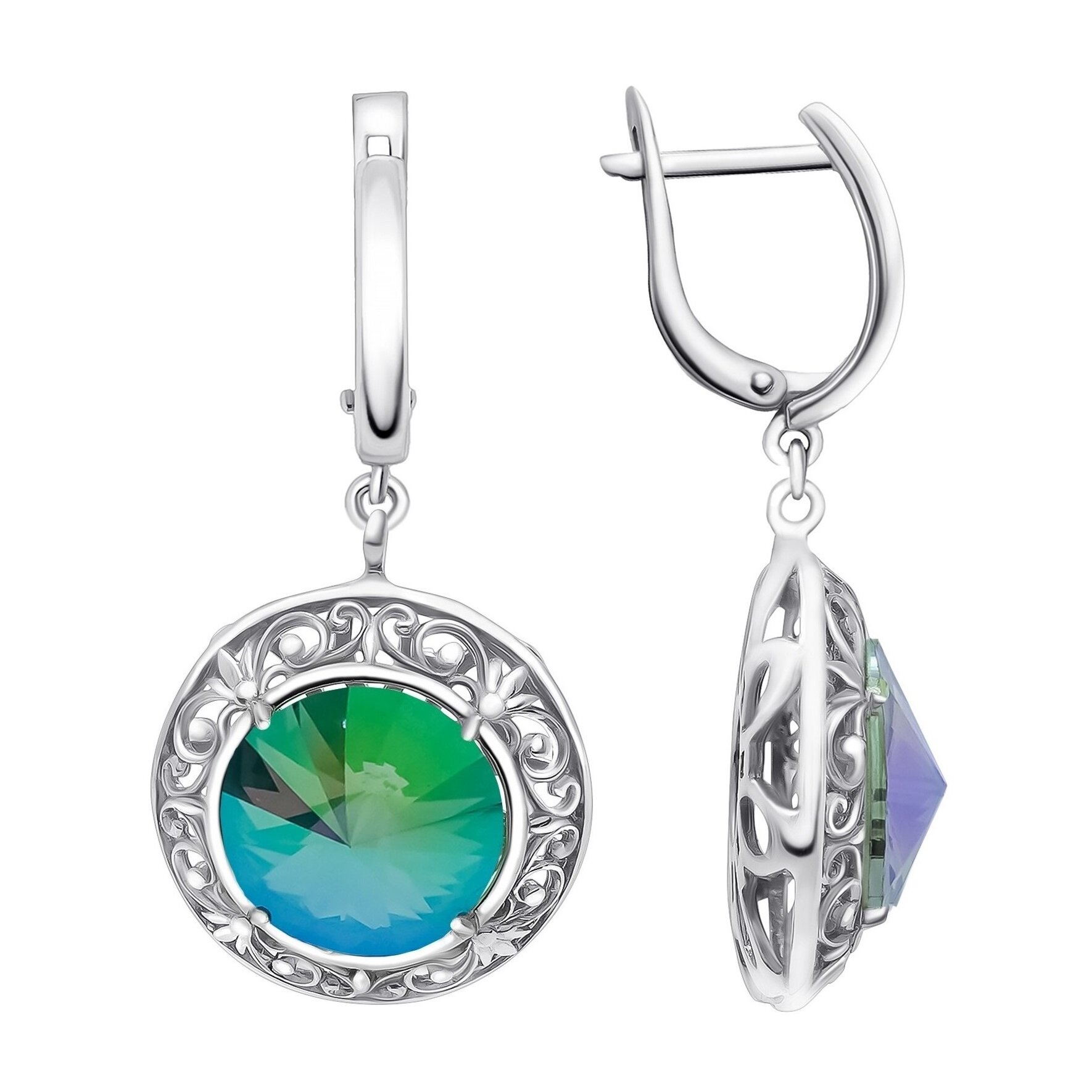 Серьги, серебро, 925 проба, кристалл