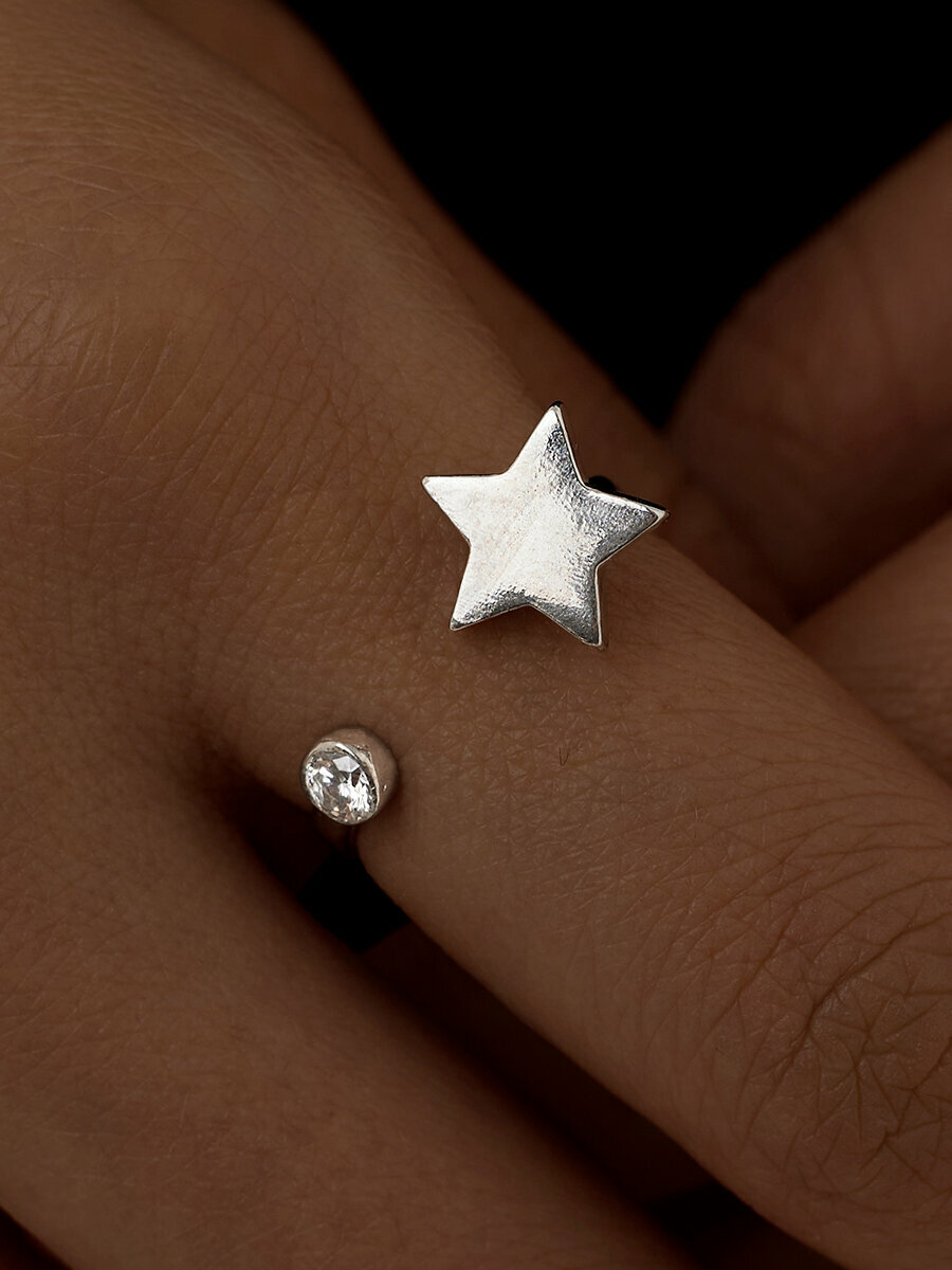 Кольцо разъемное, серебро, 925 проба, родирование, фианит