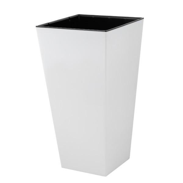 Горшок для цветов Пластик Репаблик InGreen London Cube 250х250х470 мм 19,4 л, c дренажной вставкой, белоснежный жасмин