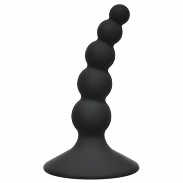 Lola Toys First Time Ribbed Plug, черная Маленькая анальная елочка на присоске