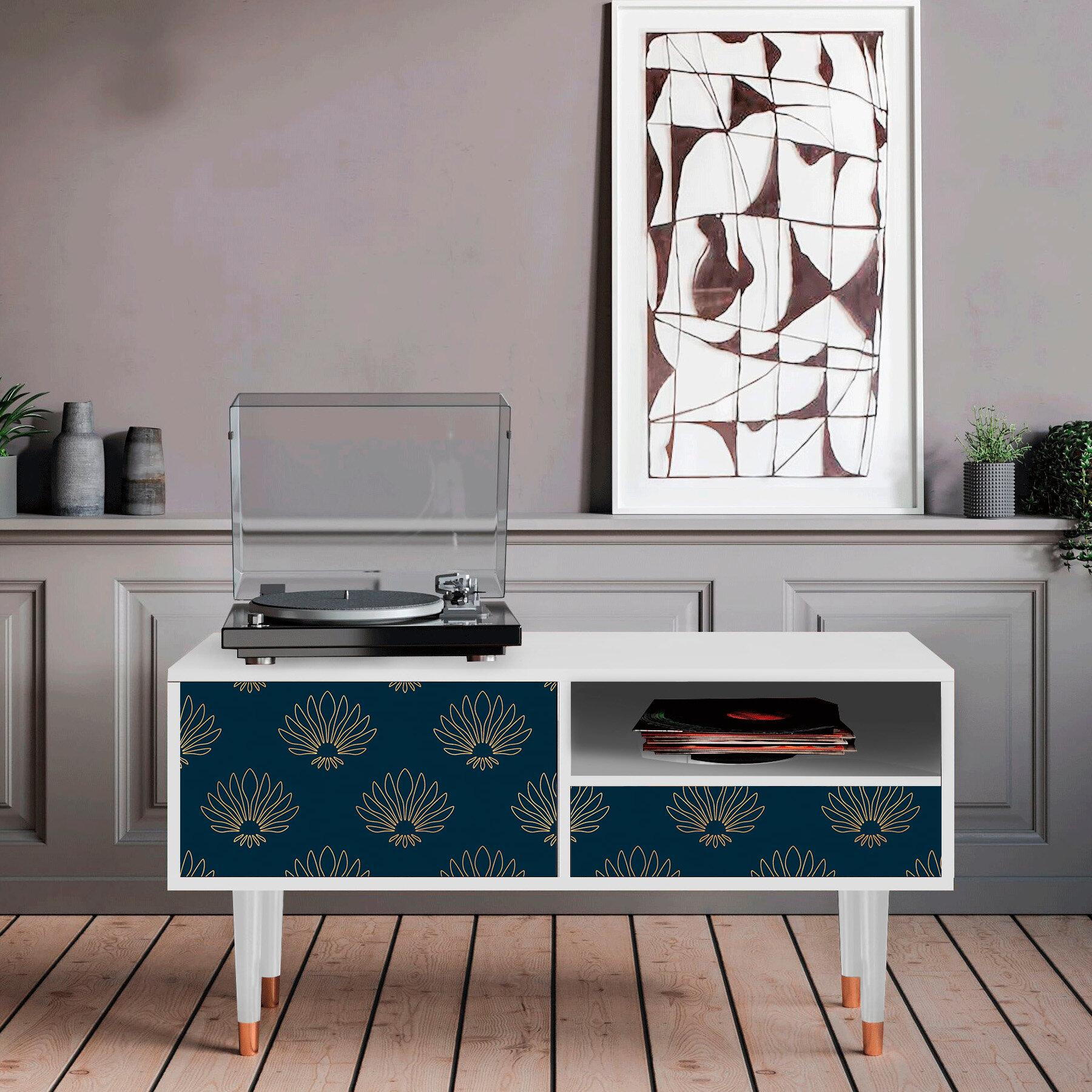 ТВ-Тумба - STORYZ - T3 Blue Lotus, Размер - 115 x 59 x 48 см, Цвет корпуса - , Белый