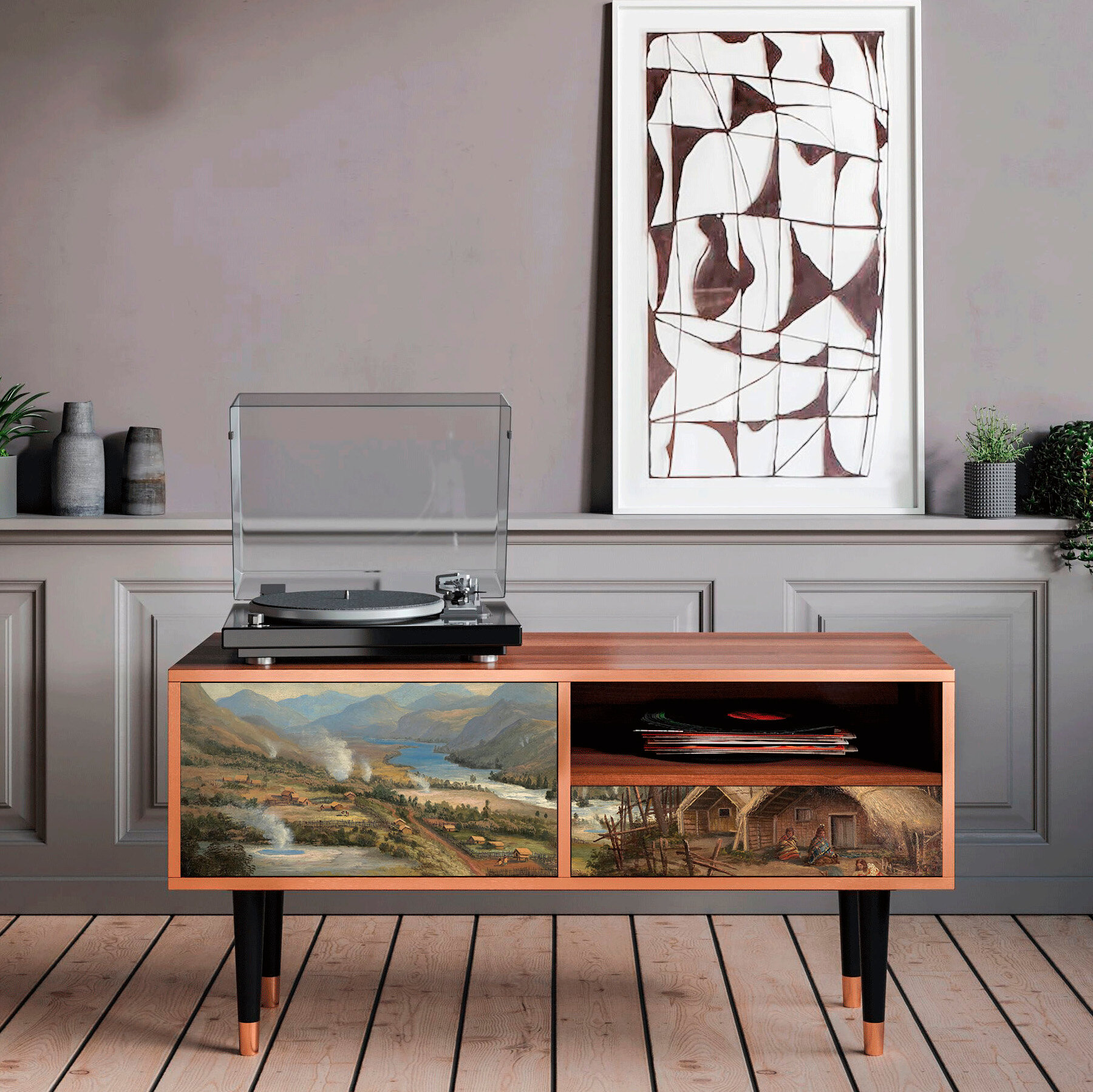 ТВ-Тумба - STORYZ - T3 View Across the Plains by Charles Blomfield, Размер - 115 x 59 x 48 см, Цвет корпуса - , Орех