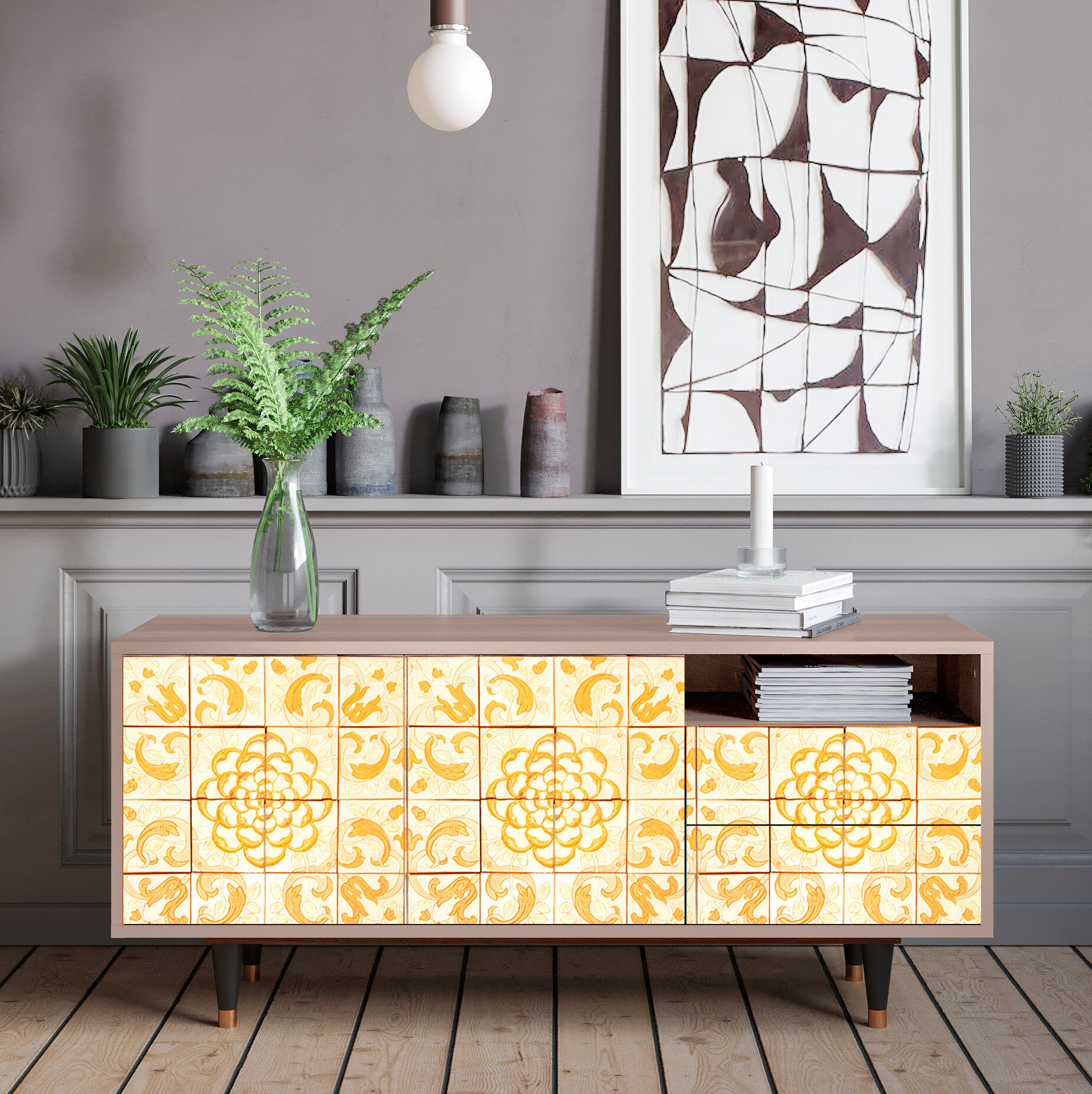 ТВ-Тумба - STORYZ - T7 Sunshiny Tile, Размер - 125 x 56 x 41 см, Цвет корпуса - , Бежевый