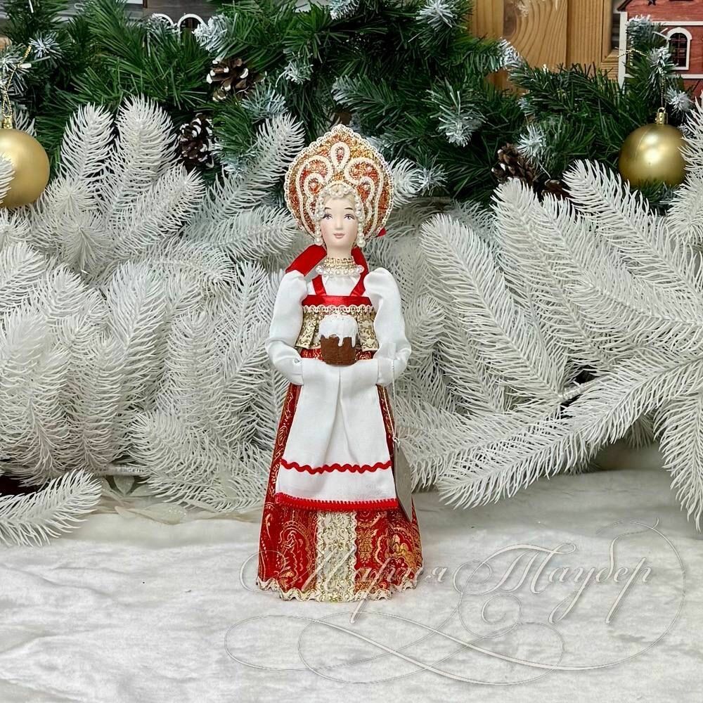 АртМороз Кукла Девочка в русском костюме с куличом 29см, авторская кукла ручной работы