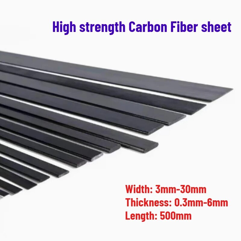 Лист углеволокна 500 мм, 1x3x500mm-10pcs