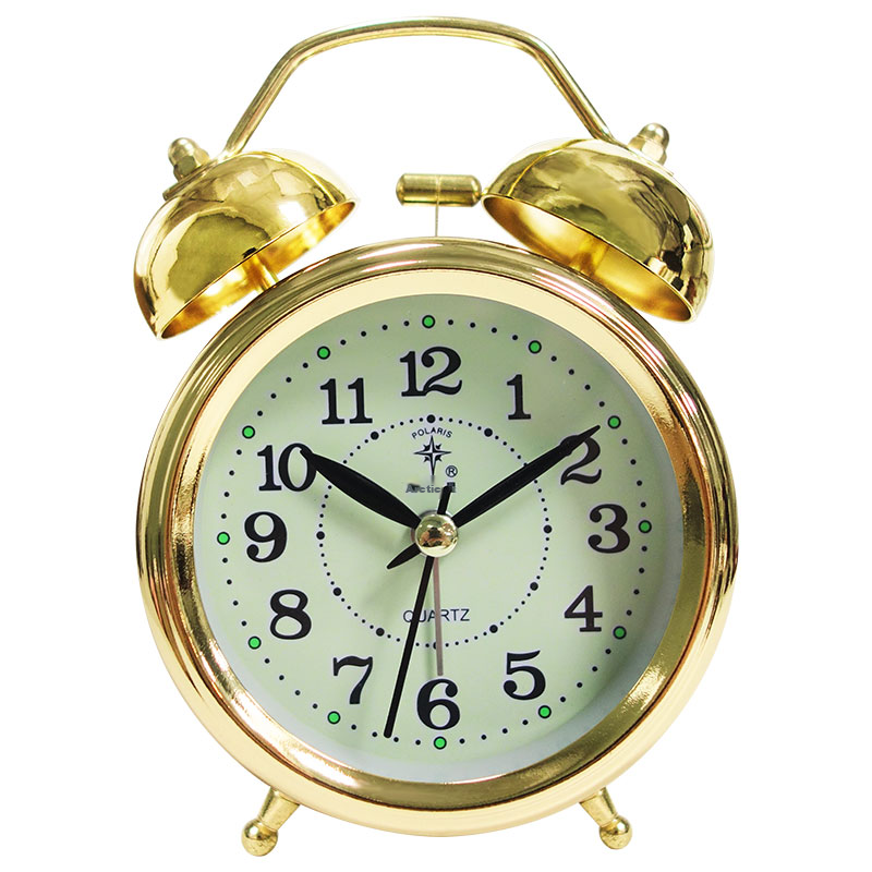 Polaris Alarm Clock, Retro Quartz Clock, Luminous Alarm, Creative Design for Students And Children, Bedroom Bedside Night Light, Alarm Watch 6008 Gold