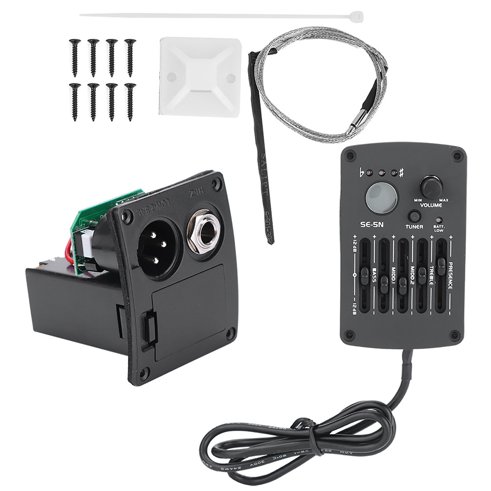 SE-5N 5-полосный эквалайзер, тюнер для акустической гитары, инструментальный предусилитель с регулировкой звука для музыкальных выступлений и записи.