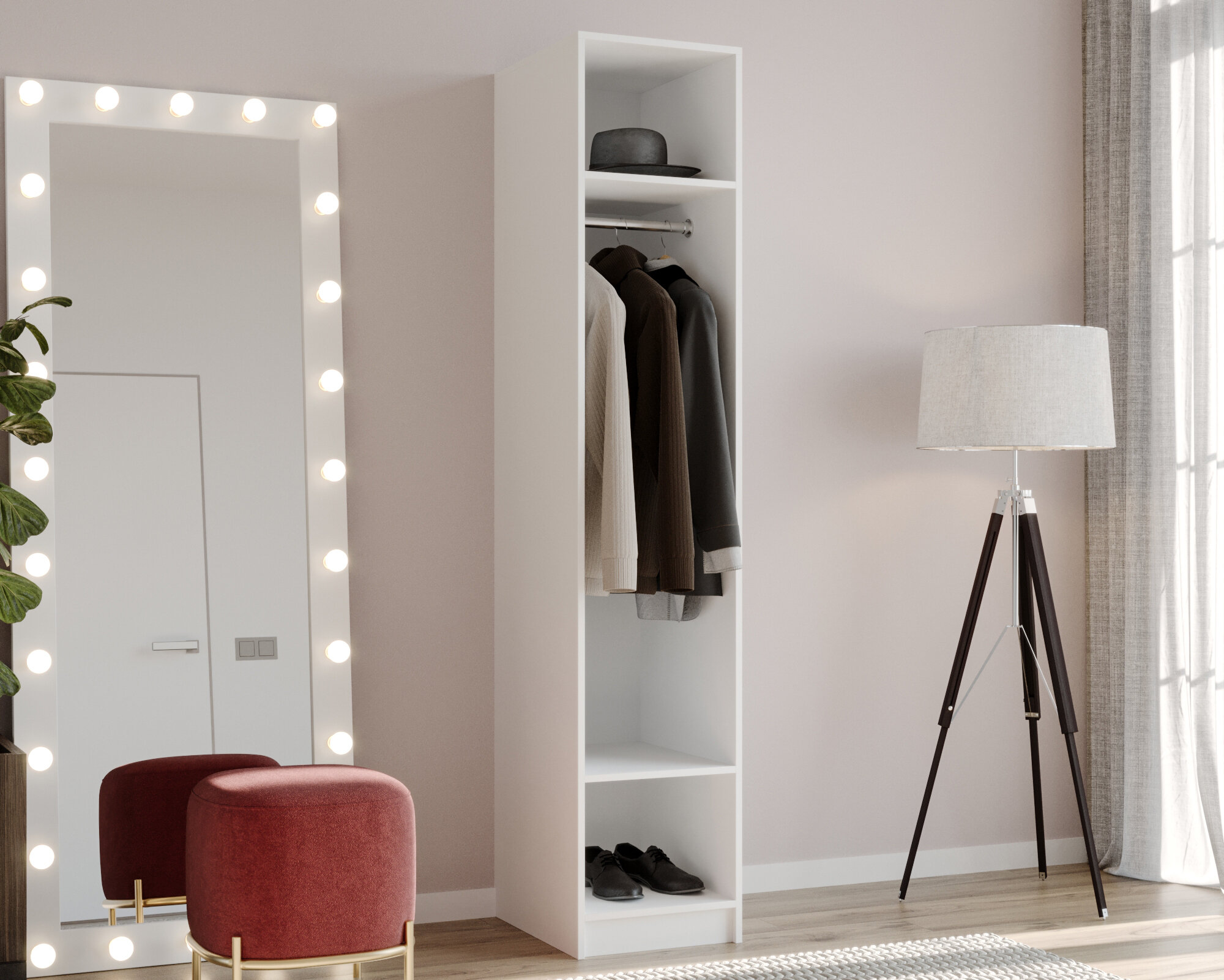 Гардеробная со штангой Мебель на Руси "Британи 9" 400х2000х500, белый