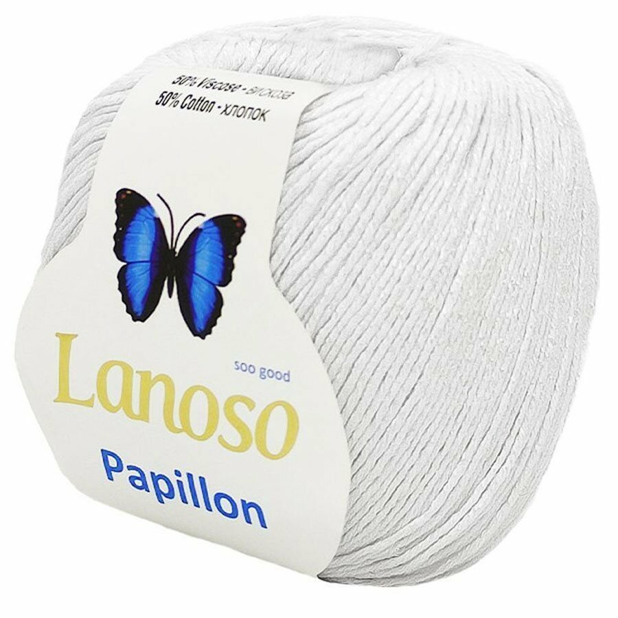 Пряжа Lanoso PAPILLON 955 белый (6 мотков)