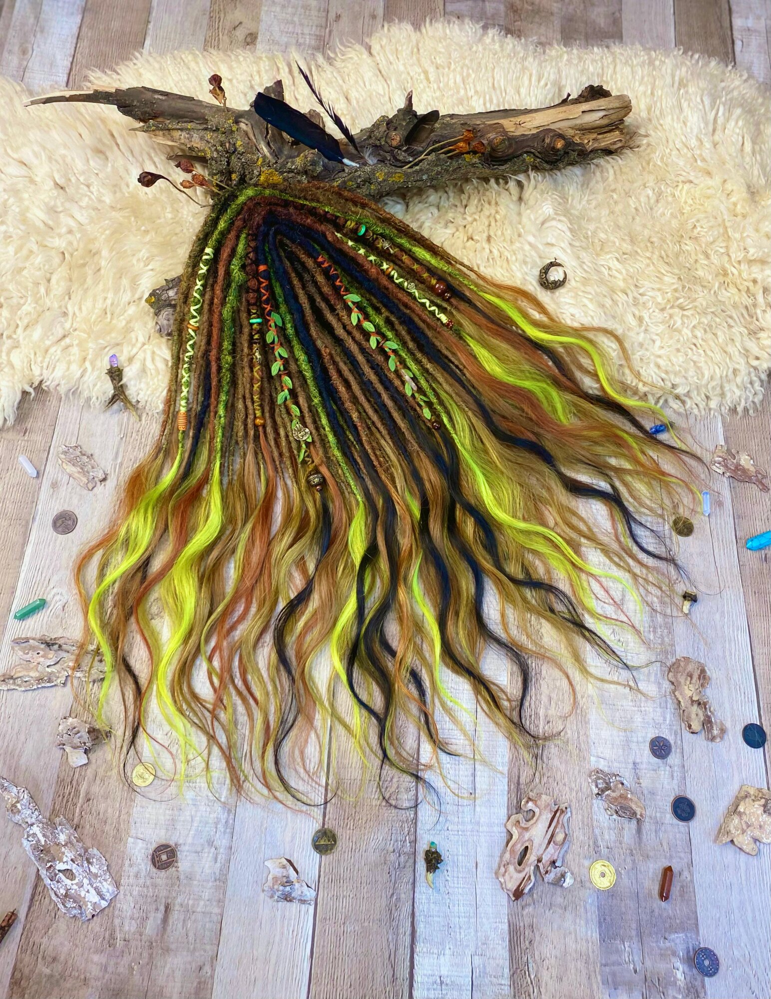 Де дреды из биопротеиновых волос "Forest elf", ручная работа