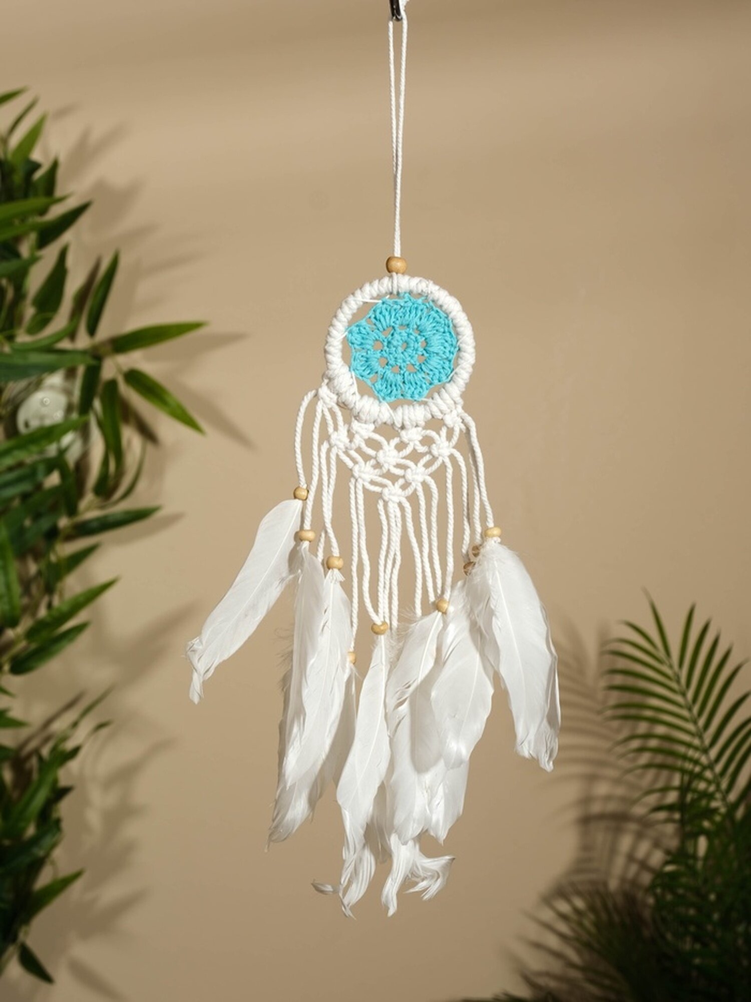 Ловец снов Сима-ленд "Голубое солнце", дерево, текстиль, пластик, 6x30 см