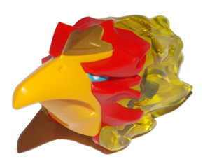 Large Figure Head Modified Chima Phoenix with Red Face and Bright Light Orange Beak Pattern, 15375c01pb01 Trans-Yellow U