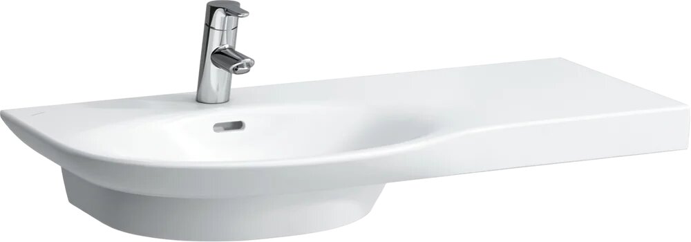 Мебельная раковина Laufen Palace 8.1670.2.000.104.1 90 L подвесная, фарфоровая, с правым крылом, раковина для ванной, со сливом-переливом, белая, прямоугольная