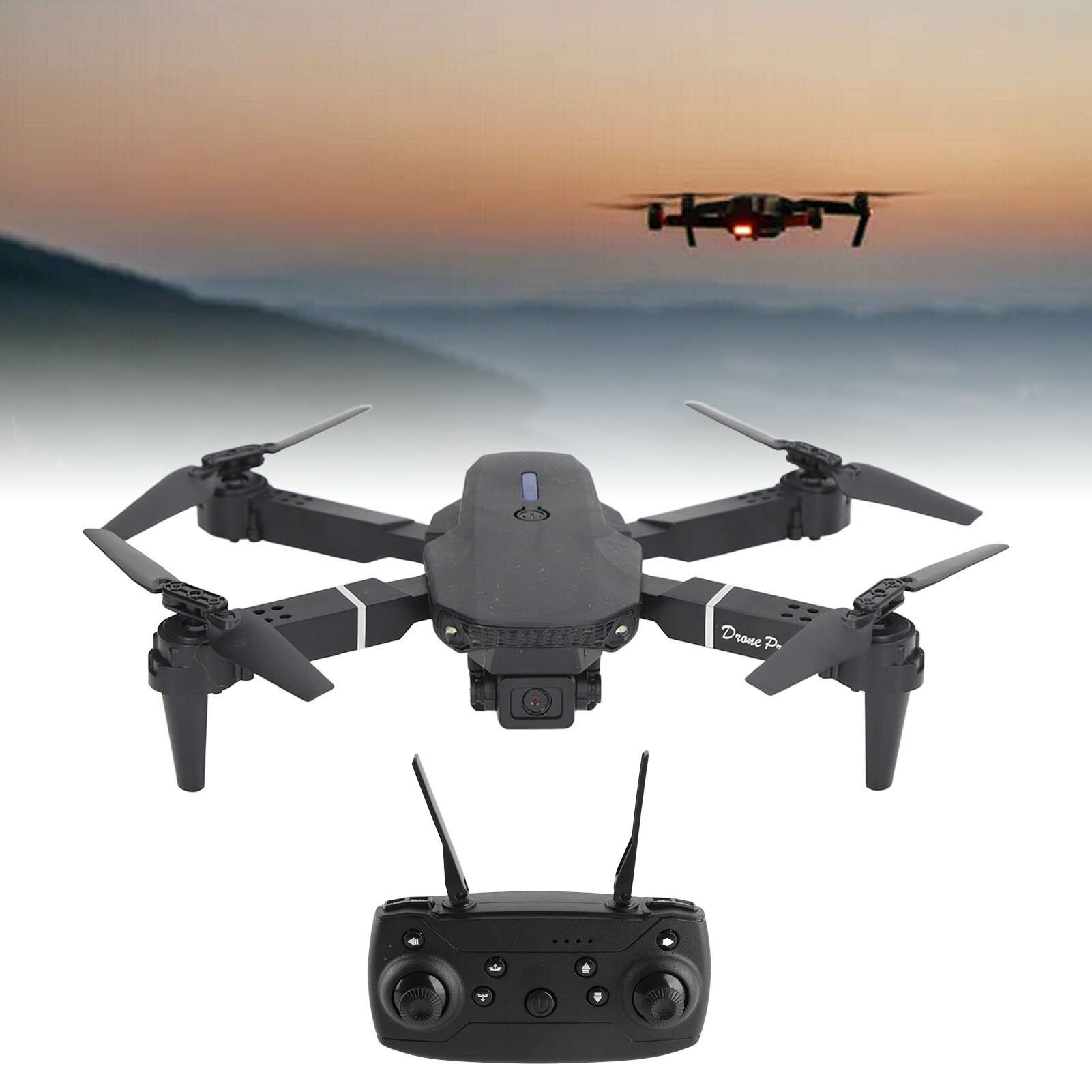 E88 4 Axle Aerial Quadcopter HD Double Camera High Resolution Flipping Folding RC Drone Black