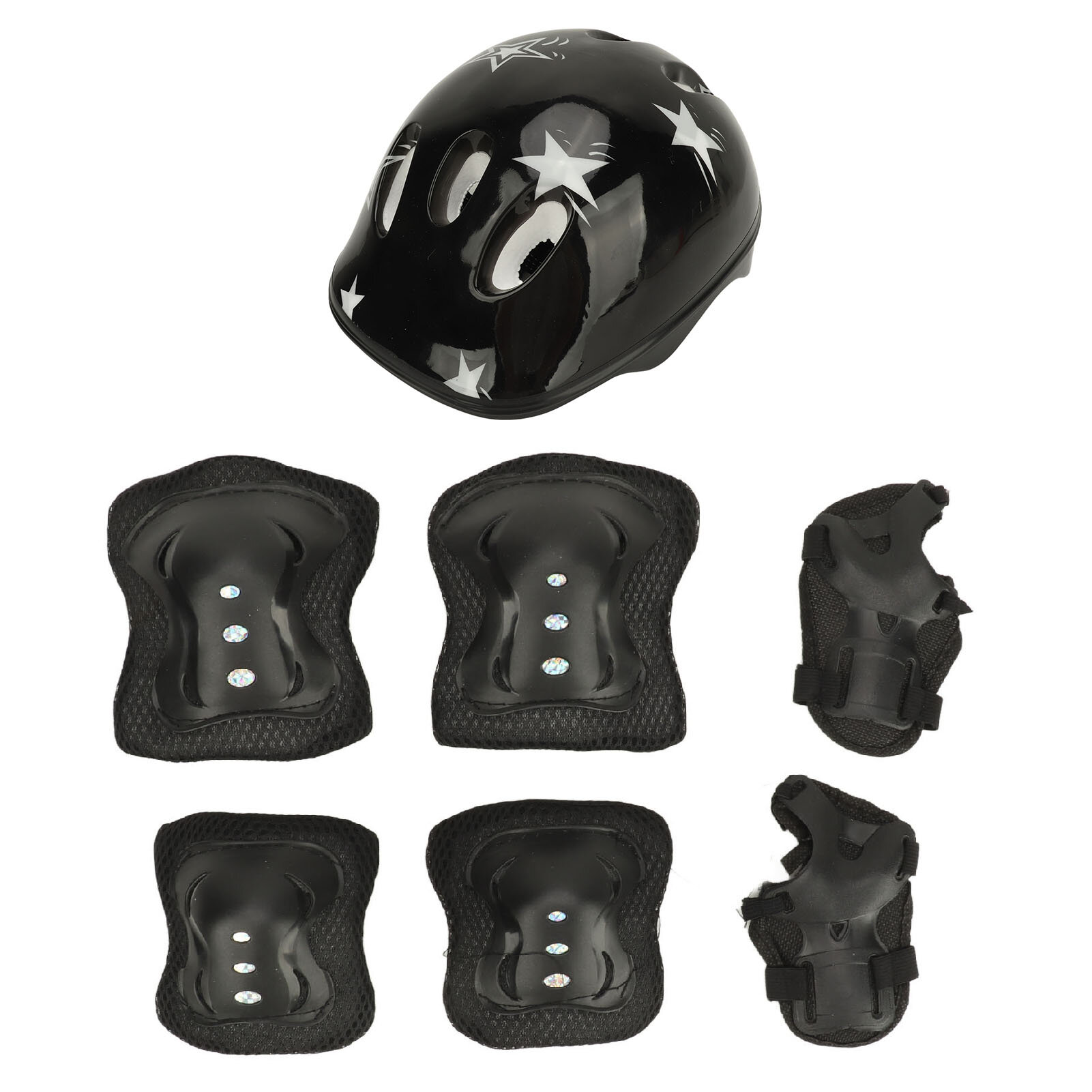 Детский комплект велосипедного шлема, спортивная защитная экипировка, регулируемые наколенники, налокотники, защита запястий, детский комплект защитной экипировки для велоспорта от 5 до 14 лет, черный