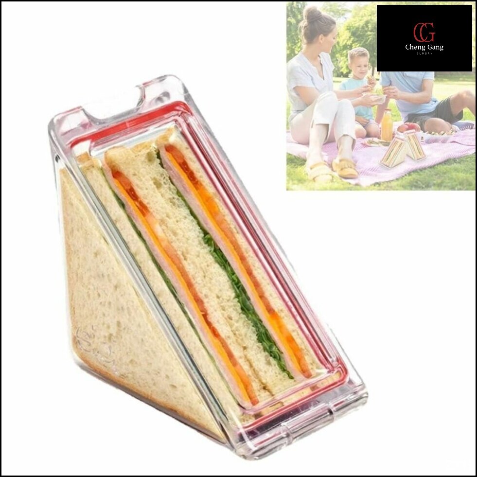 Эксклюзивный компактный контейнер 18x13x8 см с треугольной формой для сэндвичей, герметично сохраняющий пищу на работе, учебе или пикнике