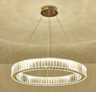 Люстра подвесная светодиодная с кристаллами, круглая , 3 режима