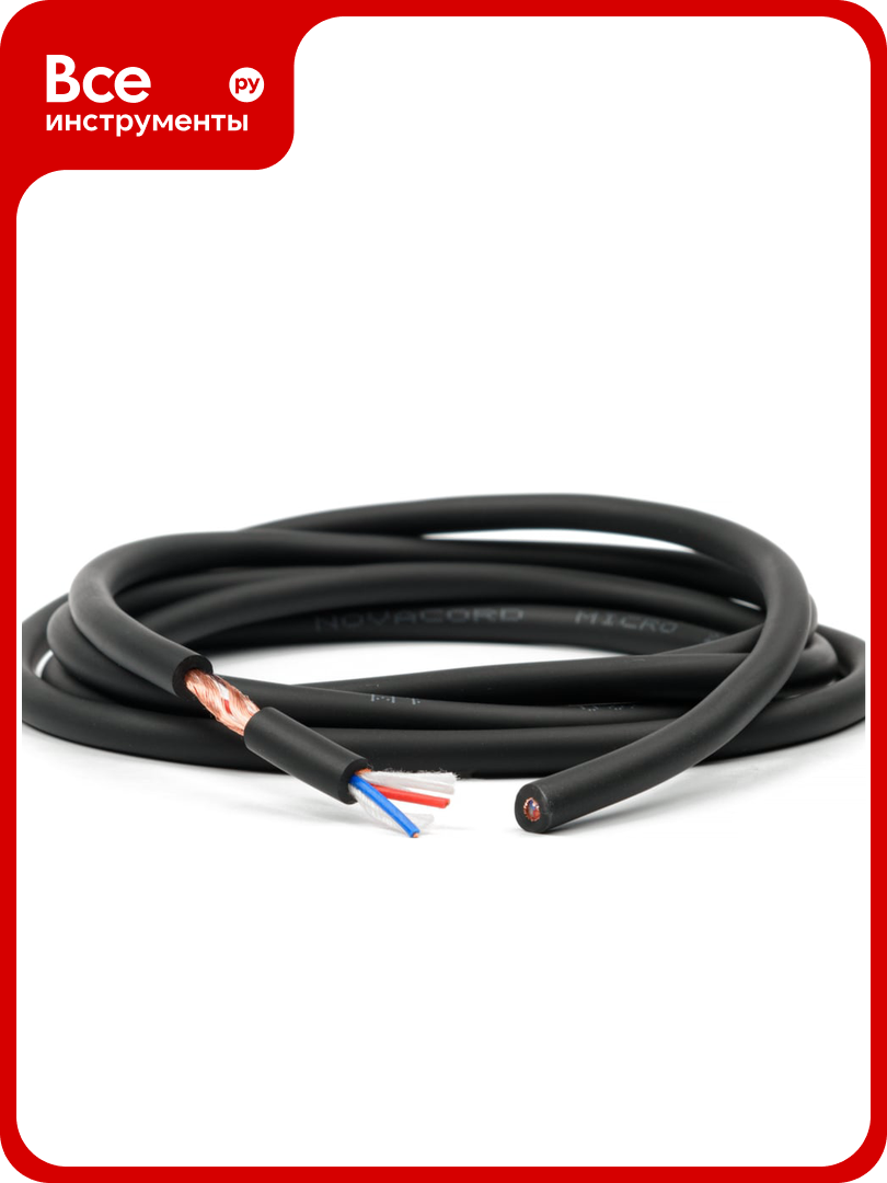 Микрофонный кабель Novacord 2x0.22 мм2, AWG 24, витой экран, PVC, диаметр кабелья 6.0 мм, оболочка PVC