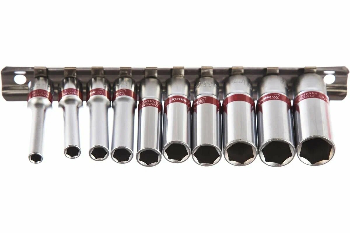 Набор торцевых головок, 1/2", 12 гранные, CrV, 10-24мм, 10 штук Matrix 13596