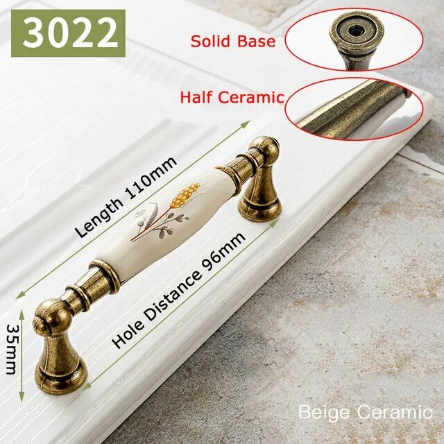 Ручки для шкафов керамика цинковый сплав Handle-3022-96B