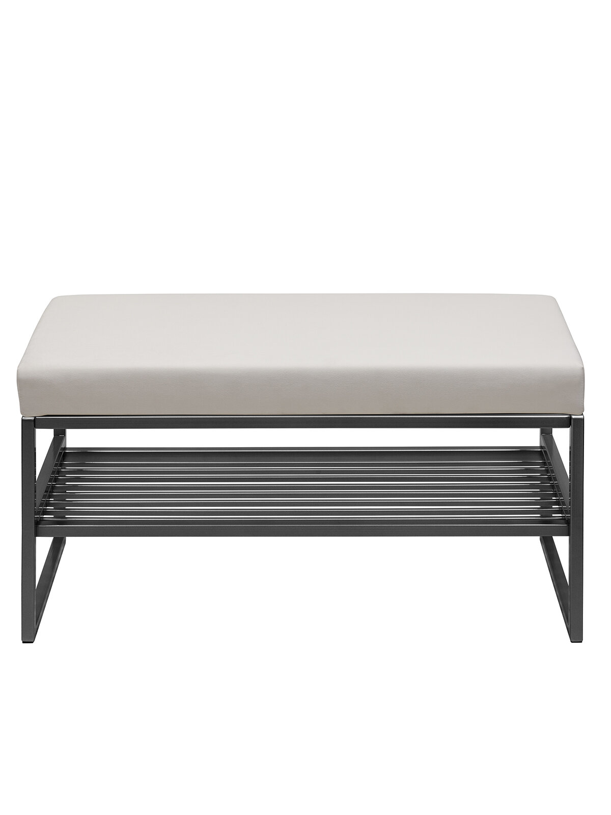 Банкетка для прихожей, для спальни GREENWEEN RIMINI MINI, черный каркас, сидение велюр цвет Ivory, 850х400х450