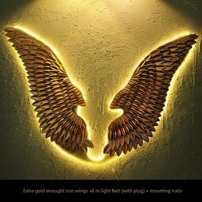 Настенный декор в индустриальном стиле лофт: ретро-крылья из железа для офиса, бара, модный фон для стены Золотые очень