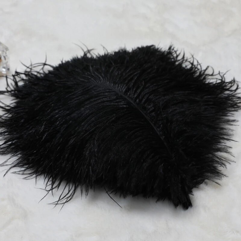 Большие натуральные перья страуса 20-55 см, 10 шт. Черный, 10pcs 35-40cm, black